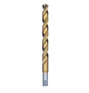 bosch ti4155 6-piece 7/16 in. x 5-1/2 in titanium nitride coated metal drill bit with 3/8 in. reduced shank for applications in heavy-gauge carbon steels, light gauge metal, hardwood