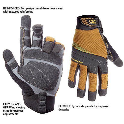 Custom Leathercraft160M Contractor XtraCoverage Flex Grip Work Gloves, Medium , Black