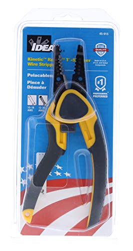 IDEAL INDUSTRIES INC. 45-915 Kinetic Reflex T-Stripper - 10-20 AWG, Wire Stripper with Thumb Rest, Plier Nose, Slide Lock, Textured Grips