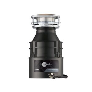 insinkerator garbage disposal with power cord, badger 1, standard series, 1/3 hp continuous feed, black