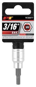 performance tool w38877 3/8-inch drive hex bit socket, 3/16