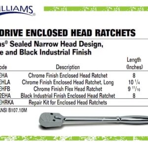 Williams JHWB-52EHA Williams 3/8-Inch Drive Enclosed Head Ratchet with Chrome Finish - 8 Inches