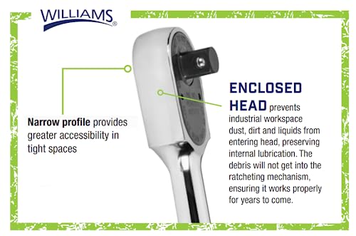 Williams JHWB-52EHA Williams 3/8-Inch Drive Enclosed Head Ratchet with Chrome Finish - 8 Inches