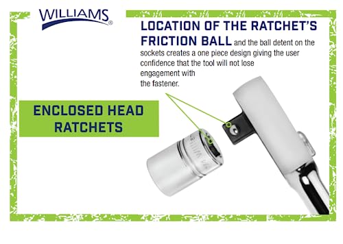 Williams JHWB-52EHA Williams 3/8-Inch Drive Enclosed Head Ratchet with Chrome Finish - 8 Inches