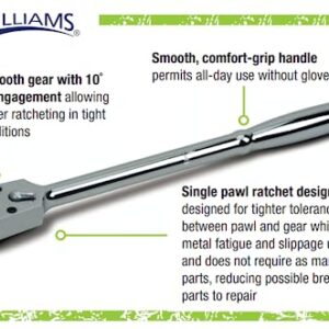 Williams JHWB-52EHA Williams 3/8-Inch Drive Enclosed Head Ratchet with Chrome Finish - 8 Inches