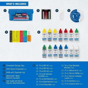 Taylor K-2005 Complete DPD High Range, 9-in-1 Pool & Spa Test Kit for Free & Total Chlorine, Bromine, pH, Acid & Base Demand, Total Alkalinity, Calcium Hardness, Cyanuric Acid | Made in The USA