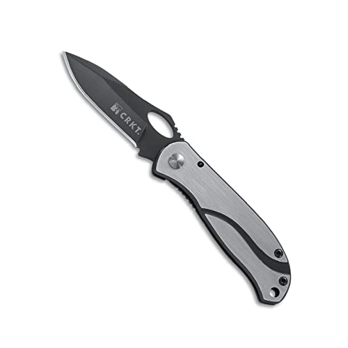 Columbia River Knife & Tool - 9001317 CRKT Pazoda 2 EDC Folding Pocket Knife: Compact Everyday Carry, Gray Ti Nitride Blade, Thumb Slot, Locking Liner, Stainless Handle, Pocket Clip 6470