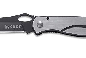 Columbia River Knife & Tool - 9001317 CRKT Pazoda 2 EDC Folding Pocket Knife: Compact Everyday Carry, Gray Ti Nitride Blade, Thumb Slot, Locking Liner, Stainless Handle, Pocket Clip 6470