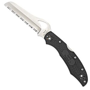 byrd cara cara 2 rescue lightweight knife with 3.88" stainless steel sheepfoot blade and high performance black frn handle - spyderedge - by17sbk2