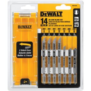 dewalt jigsaw blades set with case, t-shank, 14-piece (dw3742c)