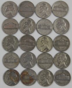 jefferson silver war nickels 1942-1945 35% silver