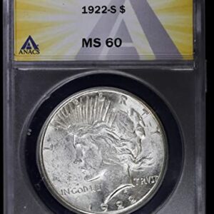 1922-S - PEACE DOLLAR - CHOICE UNCIRCULATED - SILVER DOLLAR