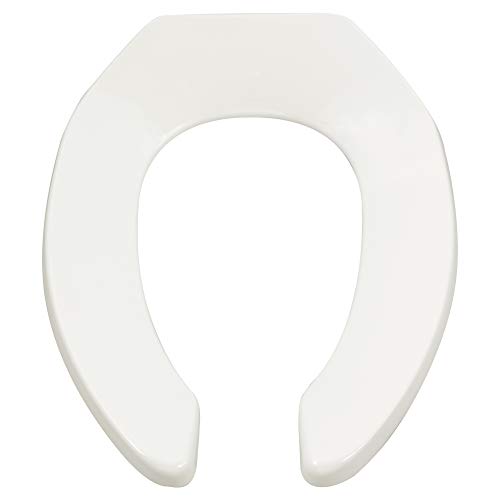 American Standard 5901100.020 Commercial Elongated Open Front Toilet Seat with Stainless Steel Hinge, 1.00 in Wide x 14.38 in Tall x 18.56 in Deep, White