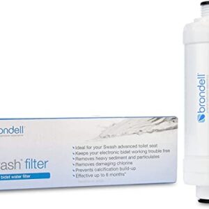 Brondell SWF44 Swash Bidet Filter, Premium Carbon Water Filtration System for Electric Bidet Toilet Seats, Lasts Up to 6 Months