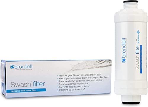 Brondell SWF44 Swash Bidet Filter, Premium Carbon Water Filtration System for Electric Bidet Toilet Seats, Lasts Up to 6 Months