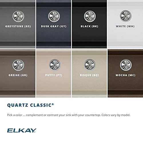 Elkay Quartz Classic ELGU3322WH0 Equal Double Bowl Undermount Sink, White, (Sink Only)