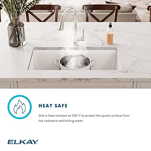 Elkay Quartz Classic ELGU3322WH0 Equal Double Bowl Undermount Sink, White, (Sink Only)