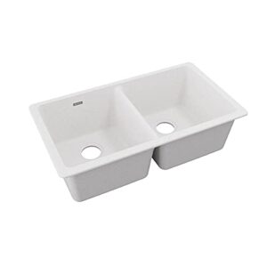 Elkay Quartz Classic ELGU3322WH0 Equal Double Bowl Undermount Sink, White, (Sink Only)