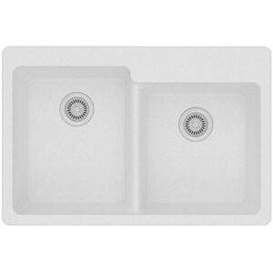 elkay quartz classic elg250rwh0 white offset double bowl top mount sink