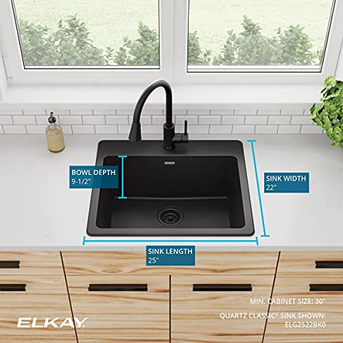 Elkay Quartz Classic ELG2522BK0 Single Bowl Drop-in Sink, Black