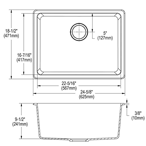 Elkay Quartz Classic ELGU2522WH0 Single Bowl Undermount Sink, White