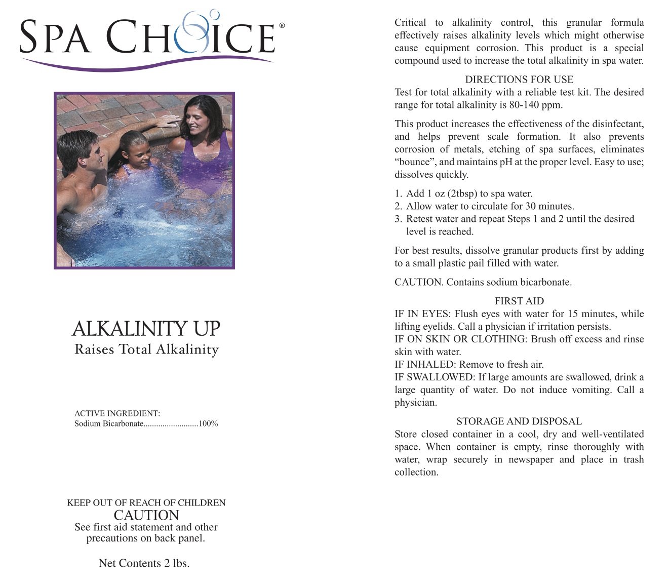 Spa Choice 472-3-4021 Alkalinity Up Hot Tub Chemical for Spas, 2-Pound