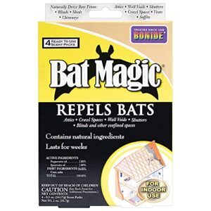 bonide bat magic bat repellent, pack of 4 ready-to-use peppermint oil scent packs for long lasting indoor bat control