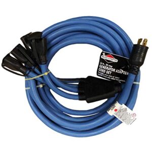 briggs and stratton 25-foot, 20 amp generator adapter power cord set, 5-20p/r 4 outlet (blue)