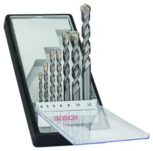 bosch 2607010545 concrete drill bit-set "robust line cyl-3 silver percussion" 4-12mm 7 pcs