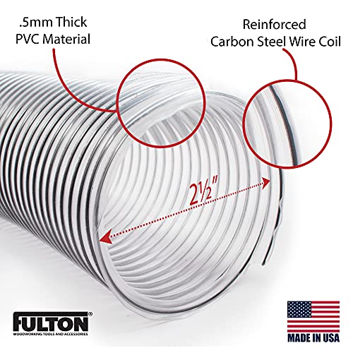 2-1/2" x 10' Ultra Flex Clear Vue Heavy Duty PVC Dust Debris and Fume Collection Hose