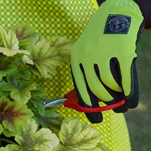 Womanswork Stretch Gardening Glove with Micro Suede Palm, Lime Green, Large