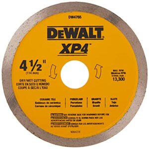 dewalt diamond blade for porcelain tile, wet/dry, 4-1/2-inch (dw4765) , yellow