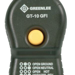 Greenlee GT-10GFI Tester, Circuit GFI, Circuit Tester Polarity Cube for Troubleshooting 20 VAC Grounded Outlets and Testing GFCI Receptacles, Black, Small