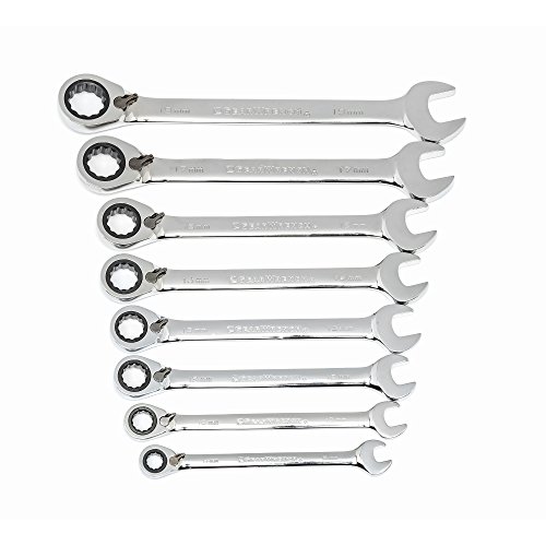 GEARWRENCH 8 Pc. 12 Pt. Reversible Ratcheting Combination Wrench Set, Metric - 9543