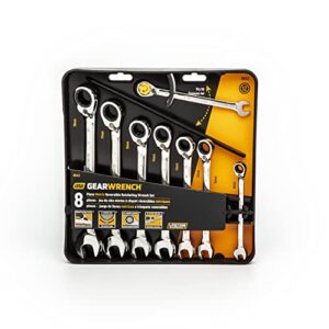 GEARWRENCH 8 Pc. 12 Pt. Reversible Ratcheting Combination Wrench Set, Metric - 9543