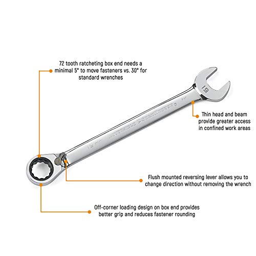 GEARWRENCH 8 Pc. 12 Pt. Reversible Ratcheting Combination Wrench Set, Metric - 9543