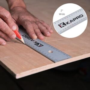 Kapro - 308 Straight Edge Ruler - ⅛” and 1/16” Increments - Contractor Grade - With Wear Resistant Printing - For Carpentry, Drywall, Drafting - Anodized Aluminum - 24 Inch