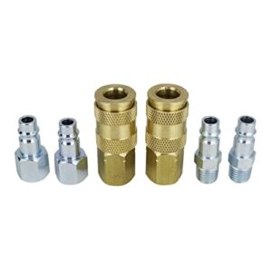 milton s-217 1/4" npt v style coupler and plug kit - 6 piece