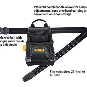 DEWALT DG5433 Tool Bag, 10 Pocket, Top Grain Leather,Black, Yellow