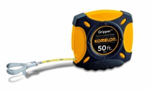 komelon 9905 gripper closed case long steel tape measure, black, 50-feet