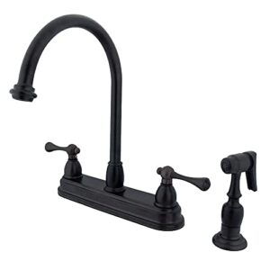 kingston brass kb3755blbs vintage set kitchen faucet with brass sprayer, 8-1/2-inch, oil rubbed bronze