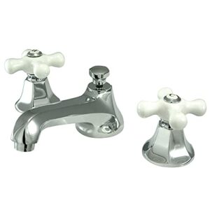 kingston brass ks4461px metropolitan widespread lavatory faucet with porcelain cross handle, polished chrome,8-inch adjustable center