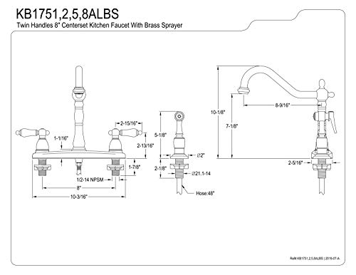 Kingston Brass KB1752ALBS Heritage 8-Inch Centerset Kitchen Faucet, Polished Brass