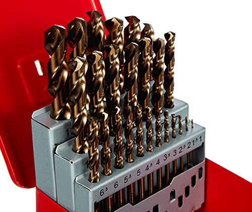 RUKO 215215 HSSE-Co 5 Twist Drill Set, DIN 338, 25 Pieces