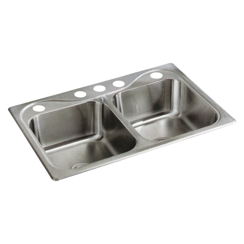 STERLING 11402-5-NA Southhaven 20-Gauge Double-Basin Drop-In Kitchen Sink, Stainless Steel