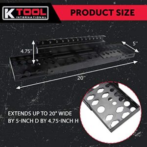 K Tool International 72465 MagClip Multi-Function Adjustable Tool Holder for Garages, Repair Shops, and DIY, 20"L x 4.75"W x 5"D, Stores up to 71 Tools, 15 lbs. Capacity, Alloy Steel, Black