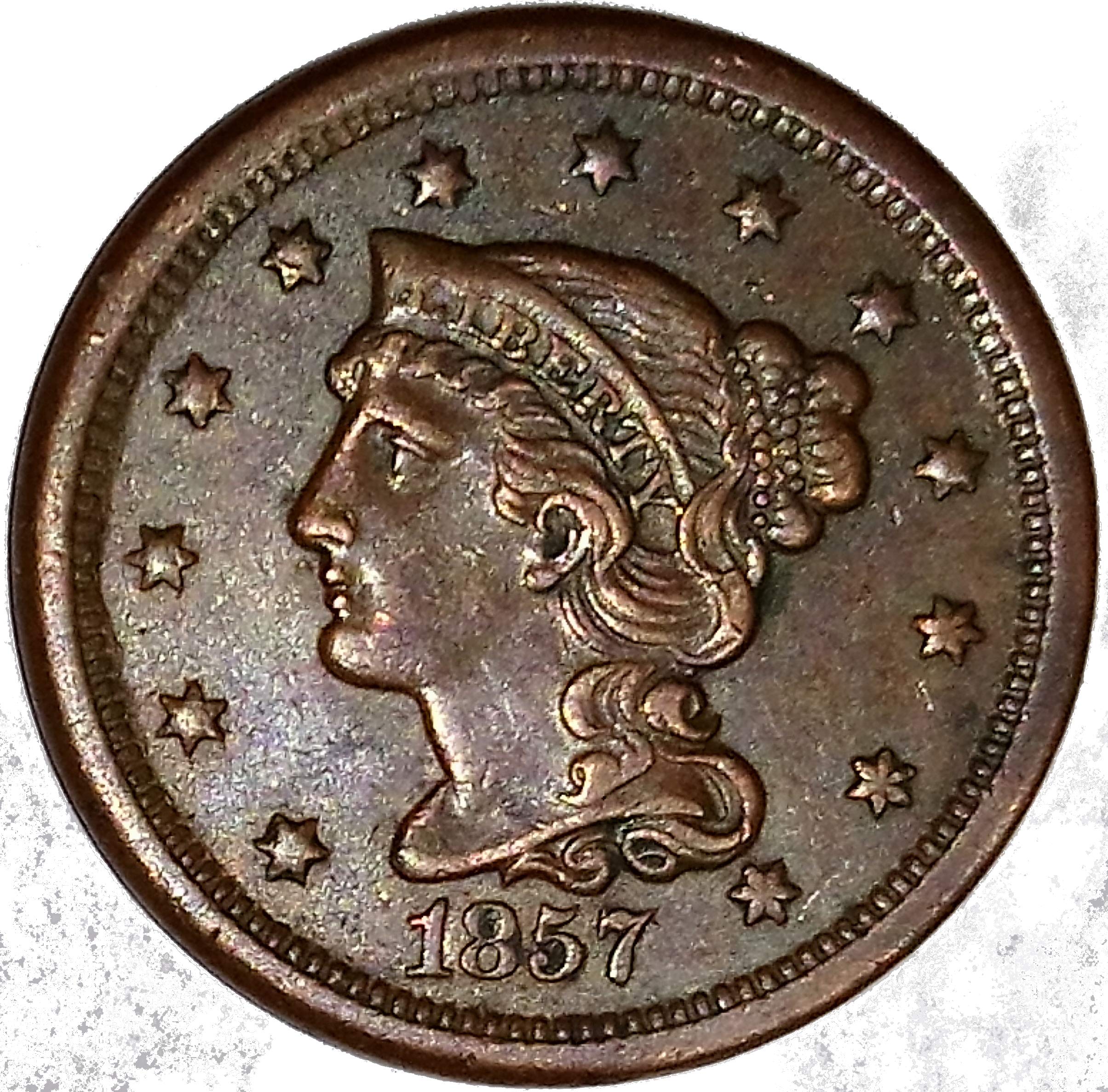 1839-1857 Braided Hair Large Cent by US Mint