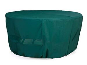 covermates round firepit cover - light weight material, weather resistant, elastic hem, fire pit covers-green