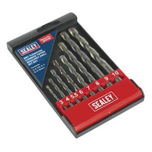 sealey ak5708 tungsten carbide tipped masonry drill bit set 8pc, black