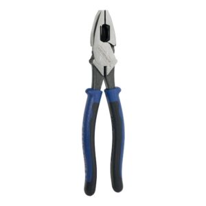 Klein Tools J213-9NE Side Cutter Linemans Pliers, High Leverage, 9-Inch, Streamlined Design, Color Coded